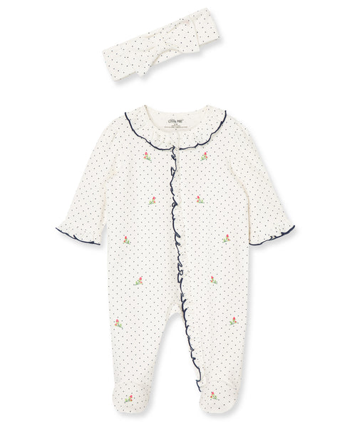 Rosebud Zip Footed One-Piece and Headband - Little Me